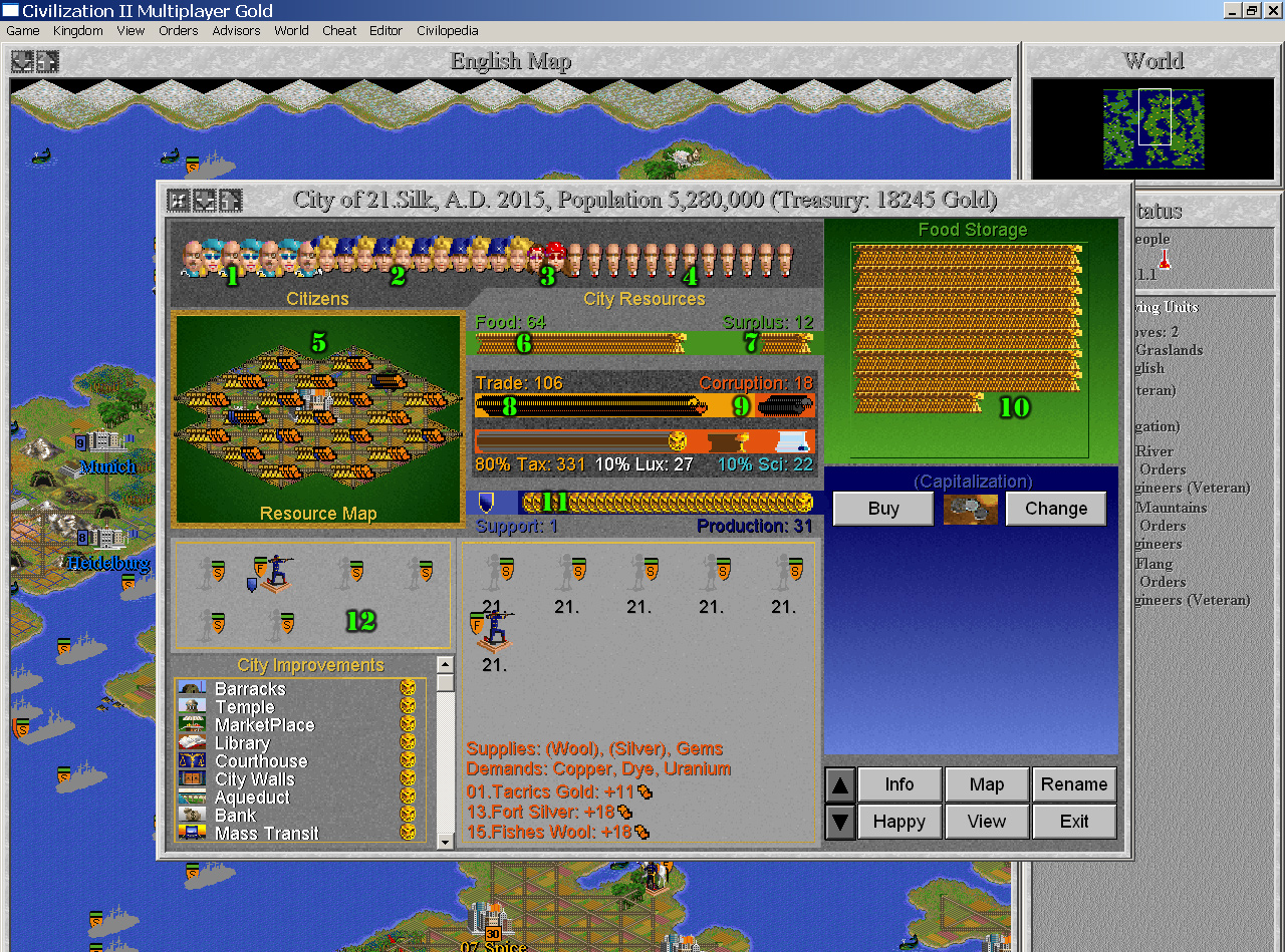 The Best Games Ever: Civilization 2 - City Output Screen