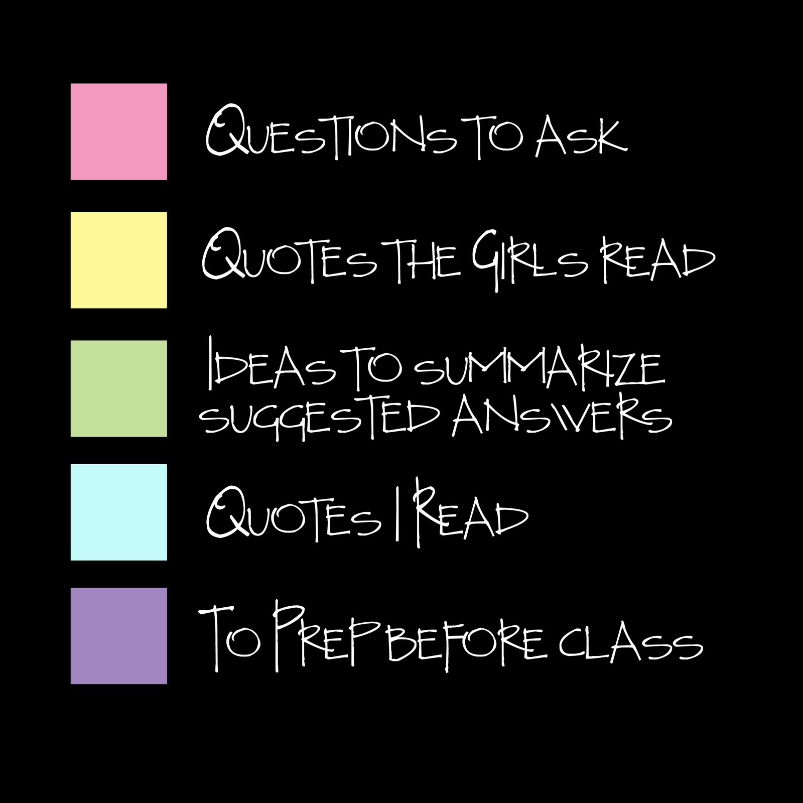 STAND: Lesson Organization: Color Coding