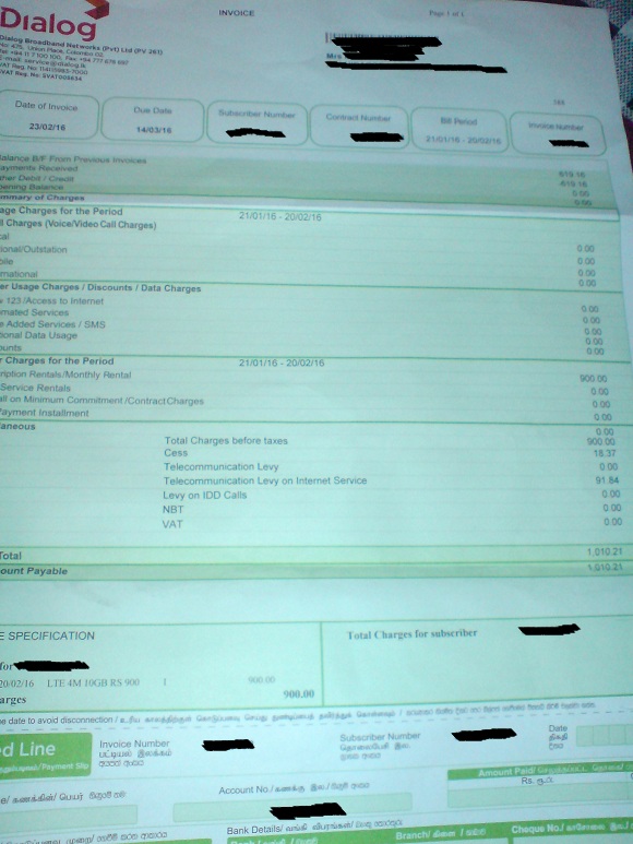 AI: My First Dialog 4G Bill