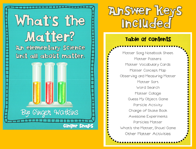 Ginger Snaps: What's the Matter? A Science Unit and a freebie!