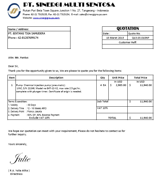 ex QUOTATION | E & M