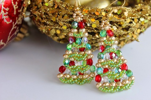 More Beaded Christmas Tree Earrings Tutorials / The Beading Gem