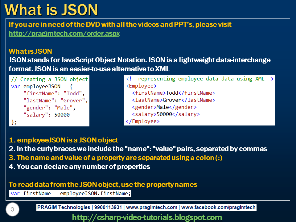 Sql server, .net and c# video tutorial: What is JSON