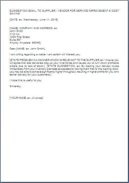 Suggestion Letter Sample For Improvement