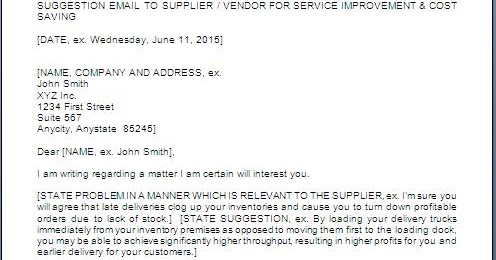 Suggestion Letter Sample For Improvement
