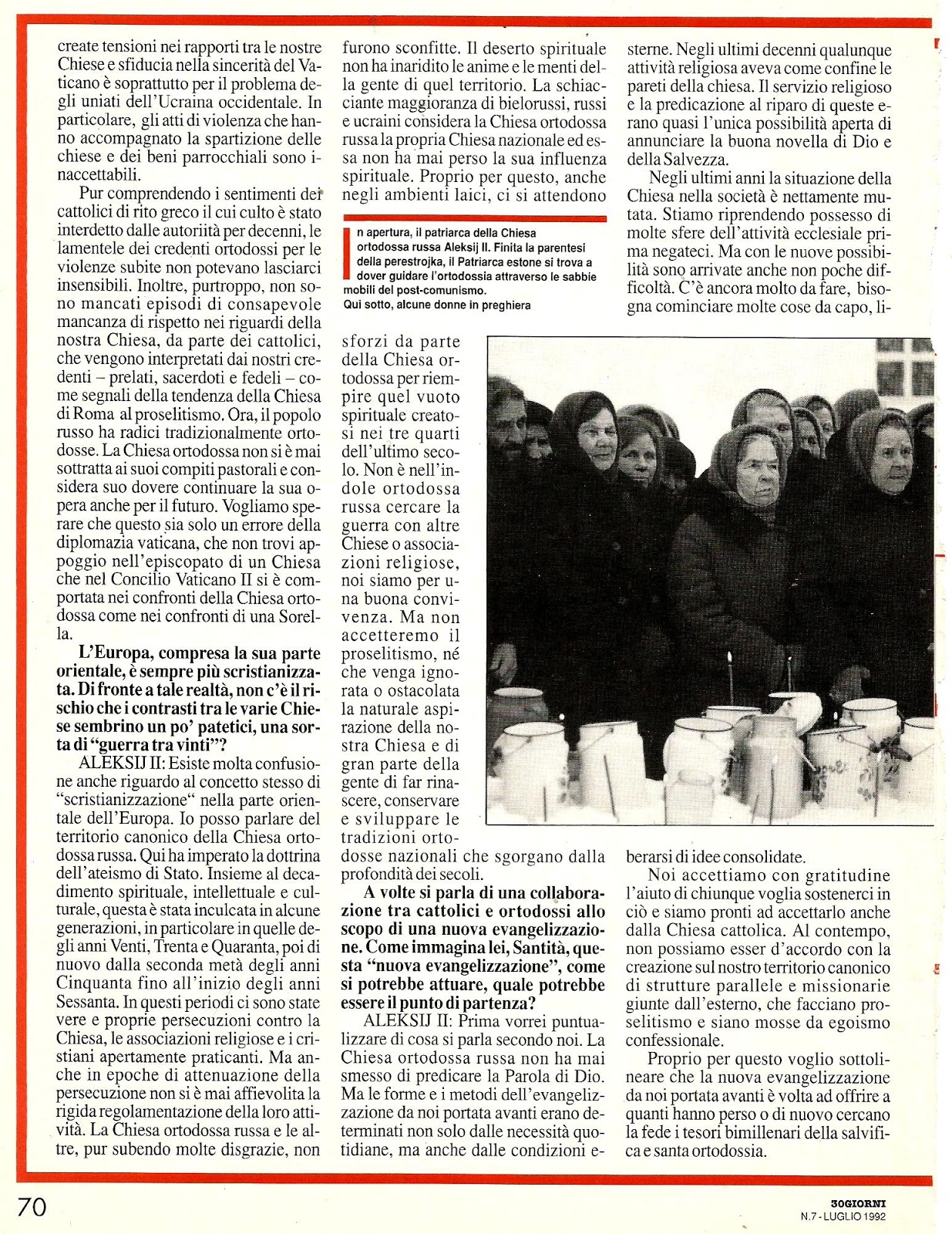 Movimento Salvemini: Intervista ad Alessio II Patriarca della Chiesa ...