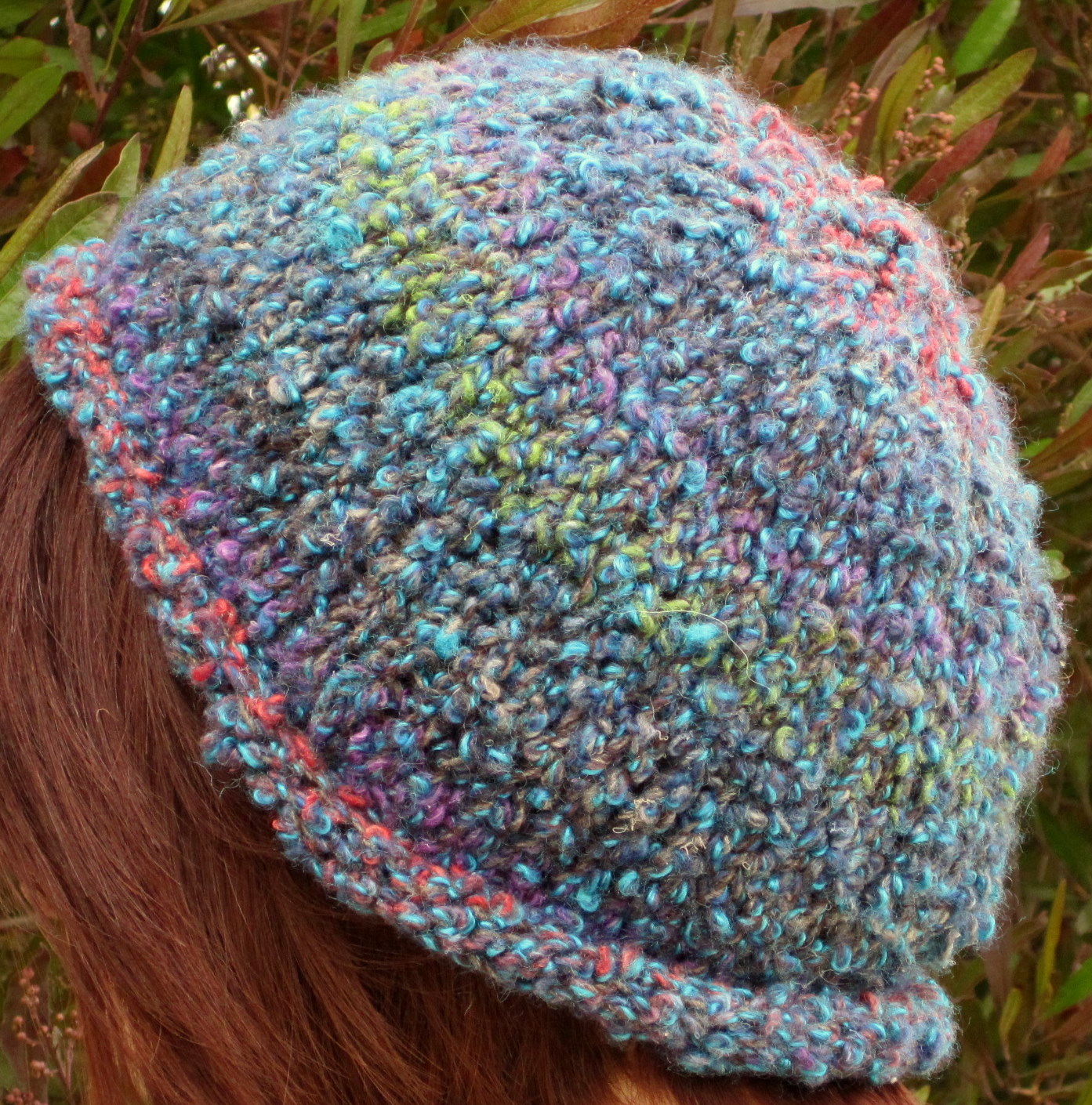 Just a Stitch Away: Design 17 Hat In Noro Silk Mountain Yarn