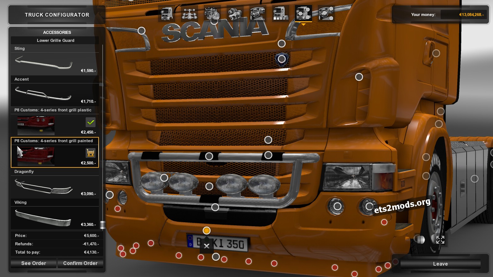 P8 Accessories 1.1.2 for RJL’s Scania euro truck simulator2 mods ...