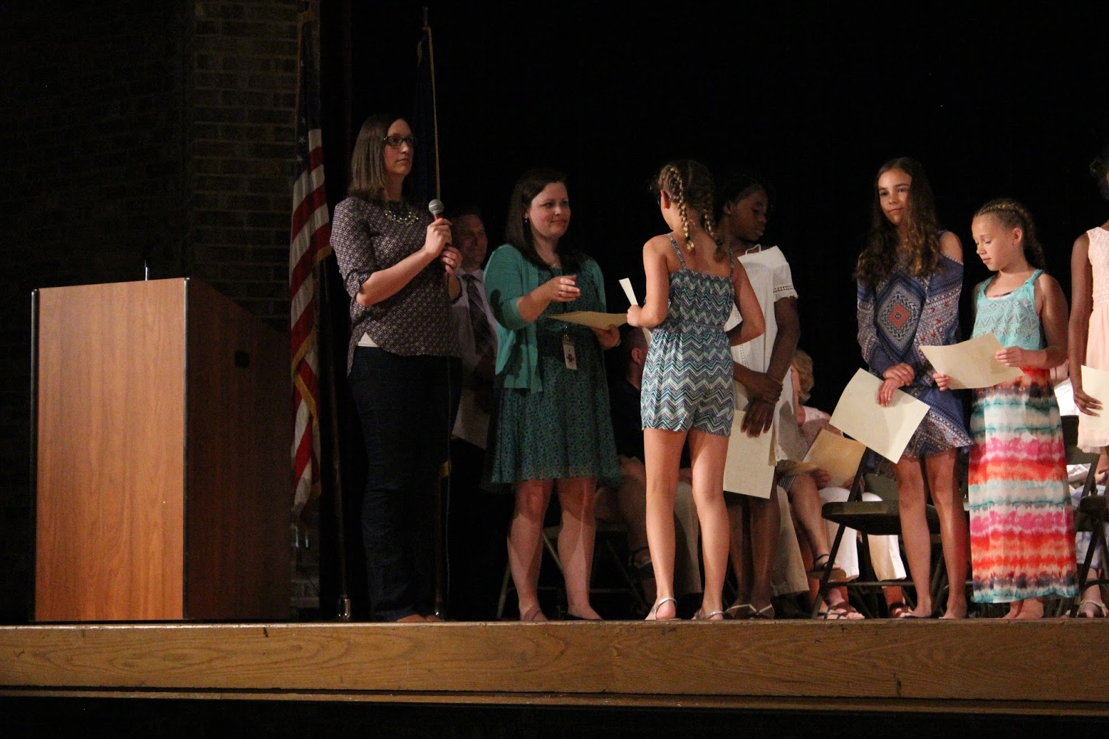 two daughters, one son: 5th grade "graduation"