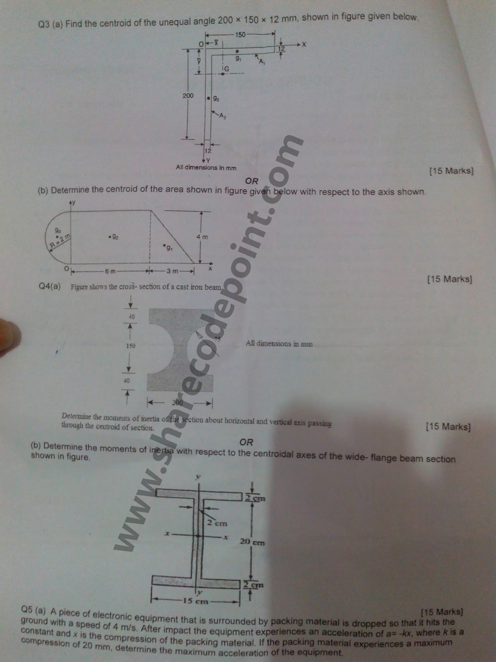 MEC107 : Basic Engineering Mechanics End Term Exam Question Paper - MEC ...