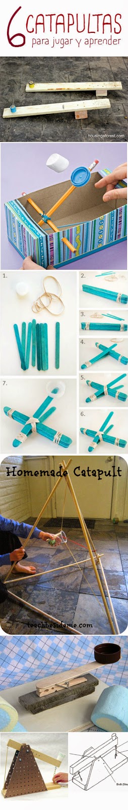 Cómo hacer catapultas caseras y fáciles. 6 modelos - Aprender con el juego