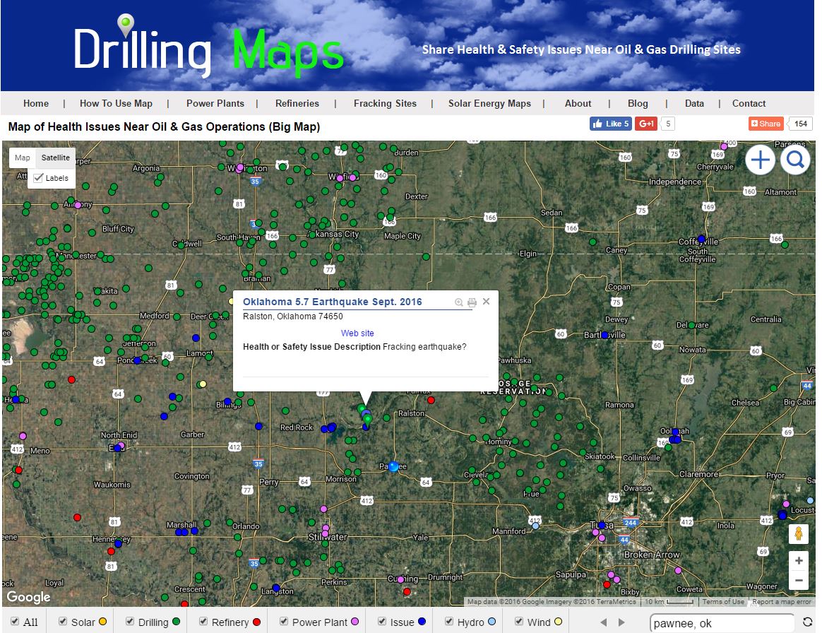 Oklahoma Oil & Gas Drilling Induced Earthquakes Map