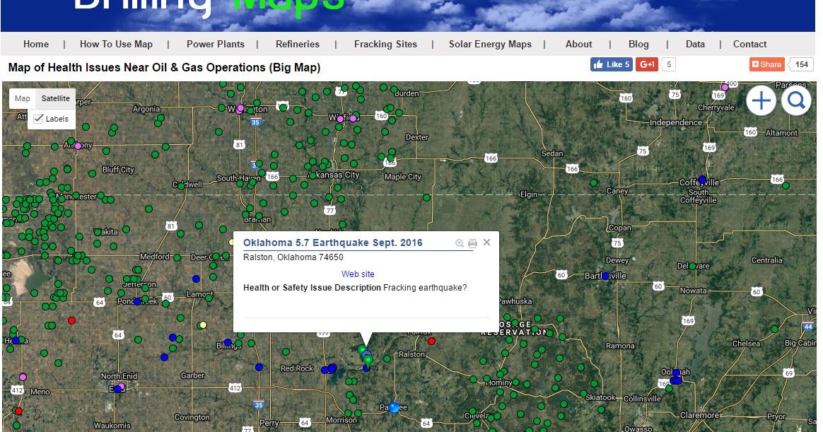 Oklahoma Oil & Gas Drilling Induced Earthquakes Map