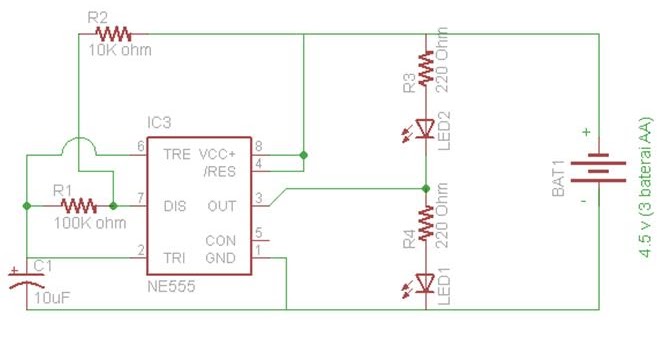 Elfando INTEL: Membuat Rangkaian FLIP FLOP 2 Buah Led Dengan IC 555 ...