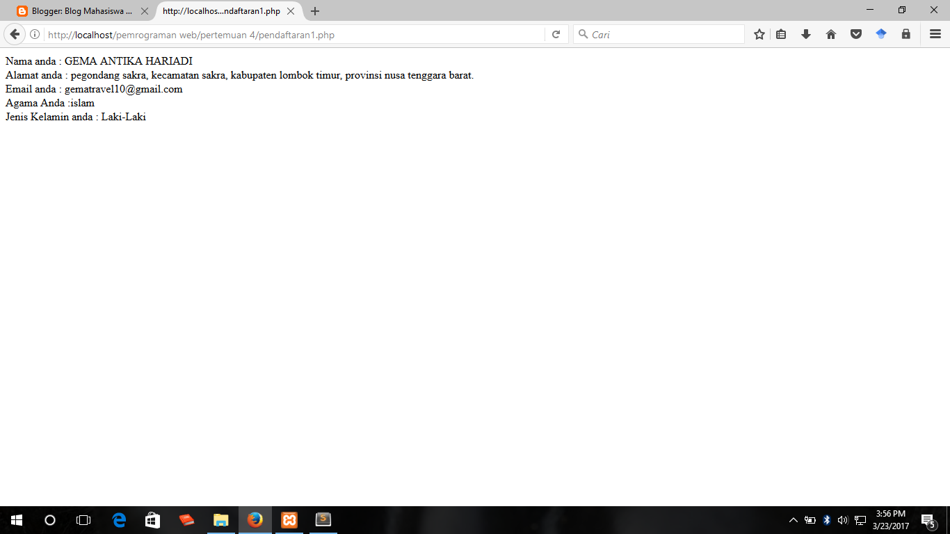 membuat form pendaftaran menggunakan html dan php (pemrogramman web)