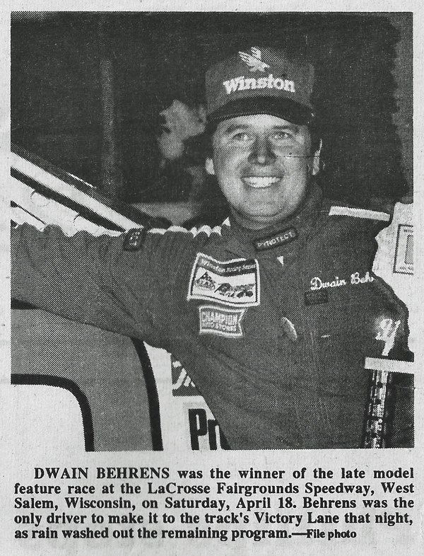Midwest Racing Archives: 1992 - Behrens Wins La Crosse Opener
