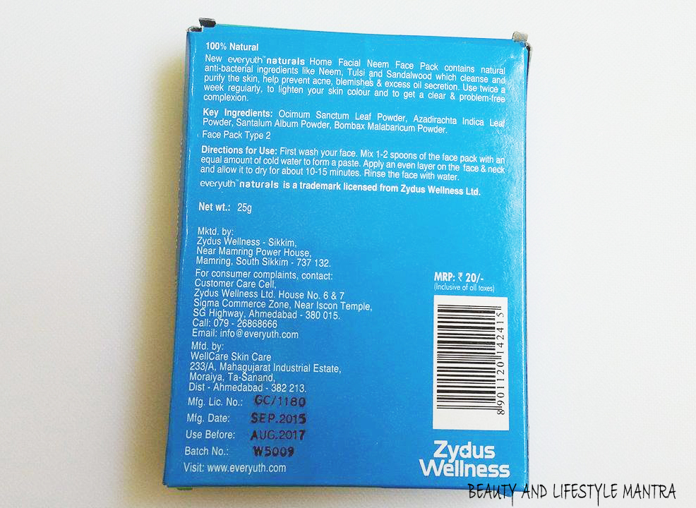 Review // Everyuth Home Facial Neem Face Pack