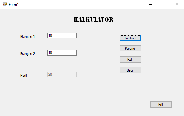 Membuat Kalkulator Sederhana Menggunakan Microsoft Visual Studio 2010 ...