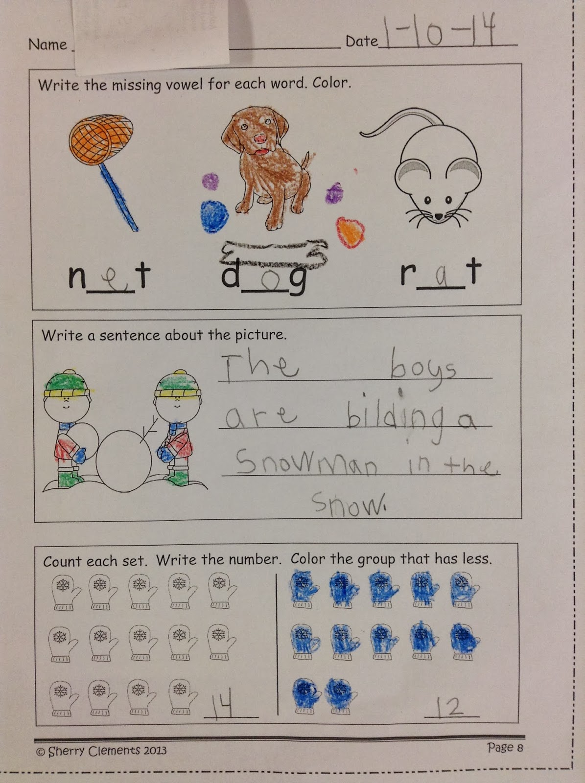 Dr. Clements' Kindergarten : Morning Work (Student samples PLUS FREEBIE)!