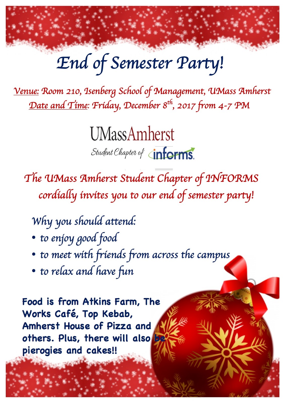 RENeW: We Celebrated a Great Semester for the UMass Amherst INFORMS ...