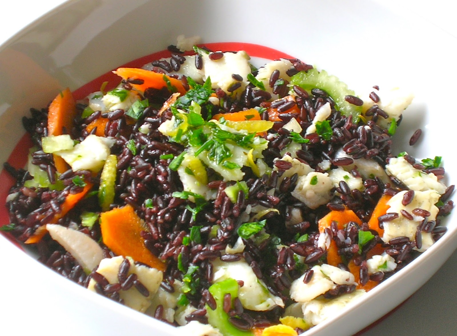 Home Made di Laura : Riso venere con pesce a vapore e verdure