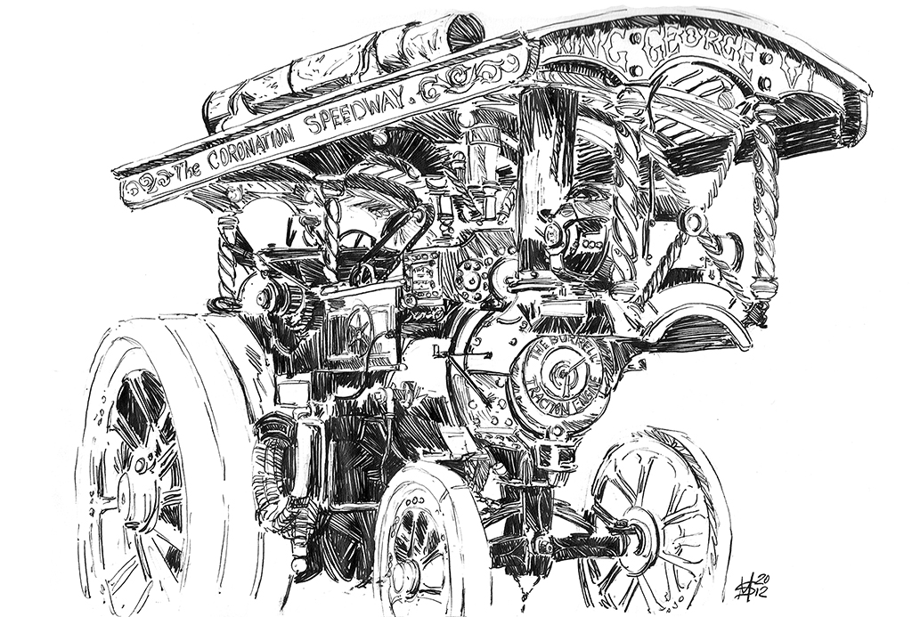 Martin Squires Automotive Illustration: Somerset Steam Spectacular 2012