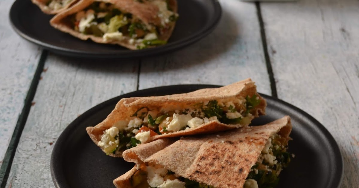 Pita Bread Wraps with Mixed Vegetables and Feta