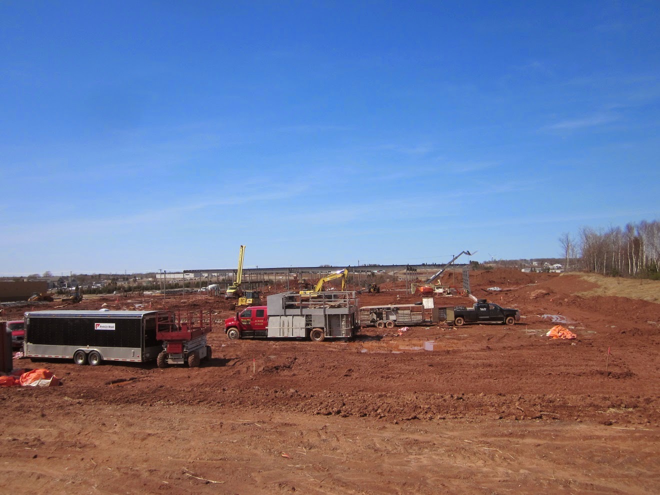 Pedaling PEI: new building and snow on trail