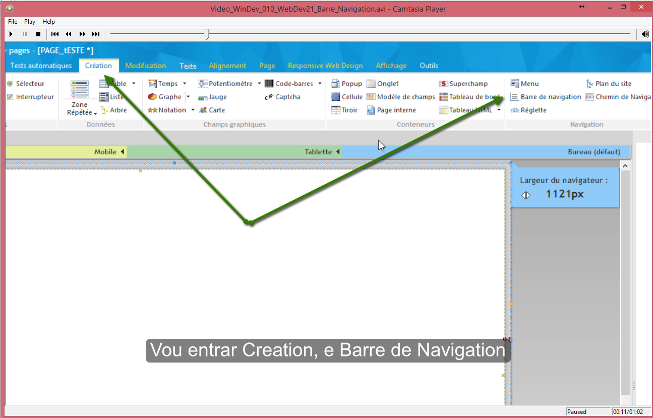 Windev21 Aulas,Estudos e Desenvolvimento: WebDev21 - 010 - Barre de Navigation