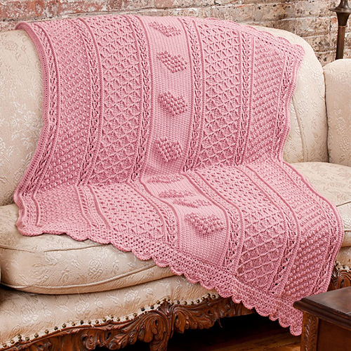 Crochet Guide: Aran Hearts Throw