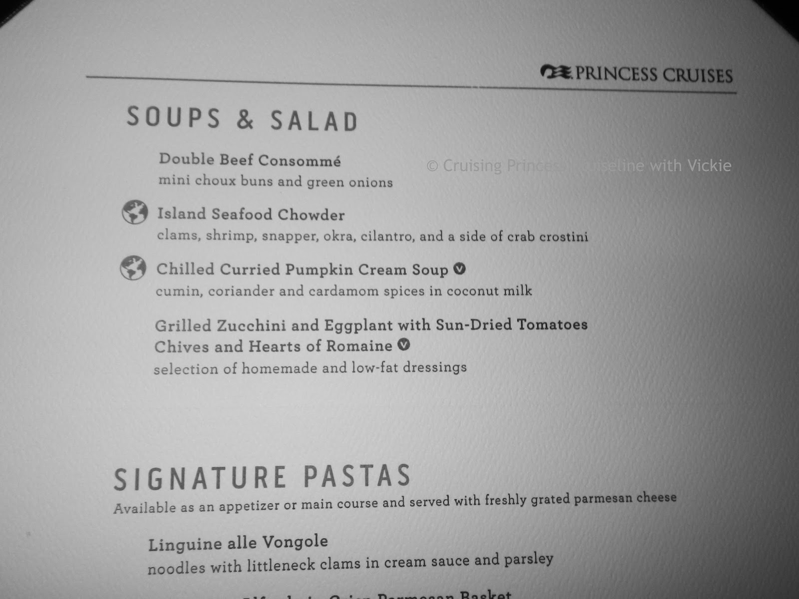 Vickie and Bernie Travel: Menus from the Royal Princess