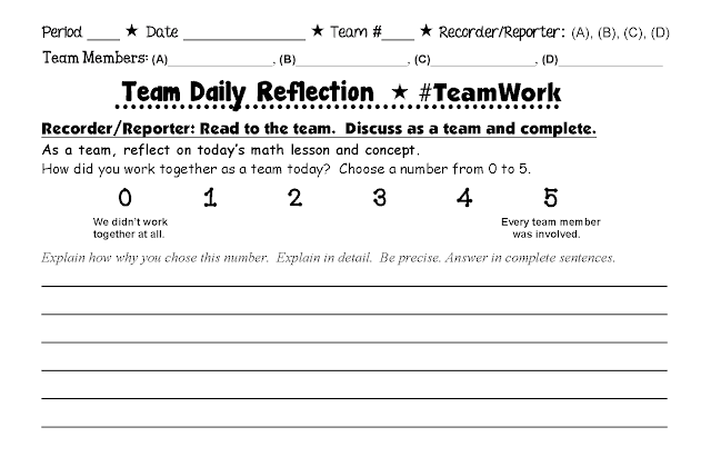Rockstar Math Teacher ★: My New Idea: Collaborative Team Daily Reflections