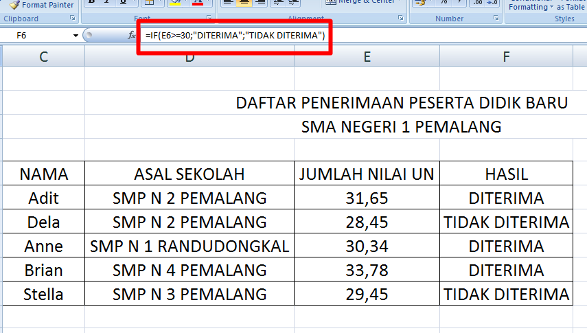 Blogger Pemalang: Fungsi Rumus IF Excel dan Multi IF Excel