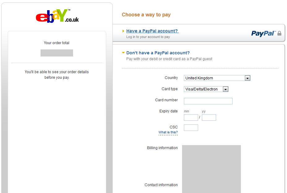 InsertsDirect.com Ltd: Ebay and purchasing with a credit card