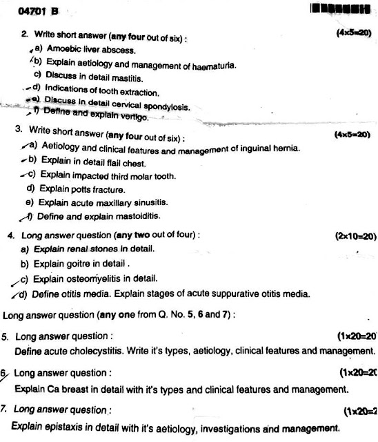 The Ultimate Medical Student Helper: Surgery MUHS Question Paper 3rd BHMS
