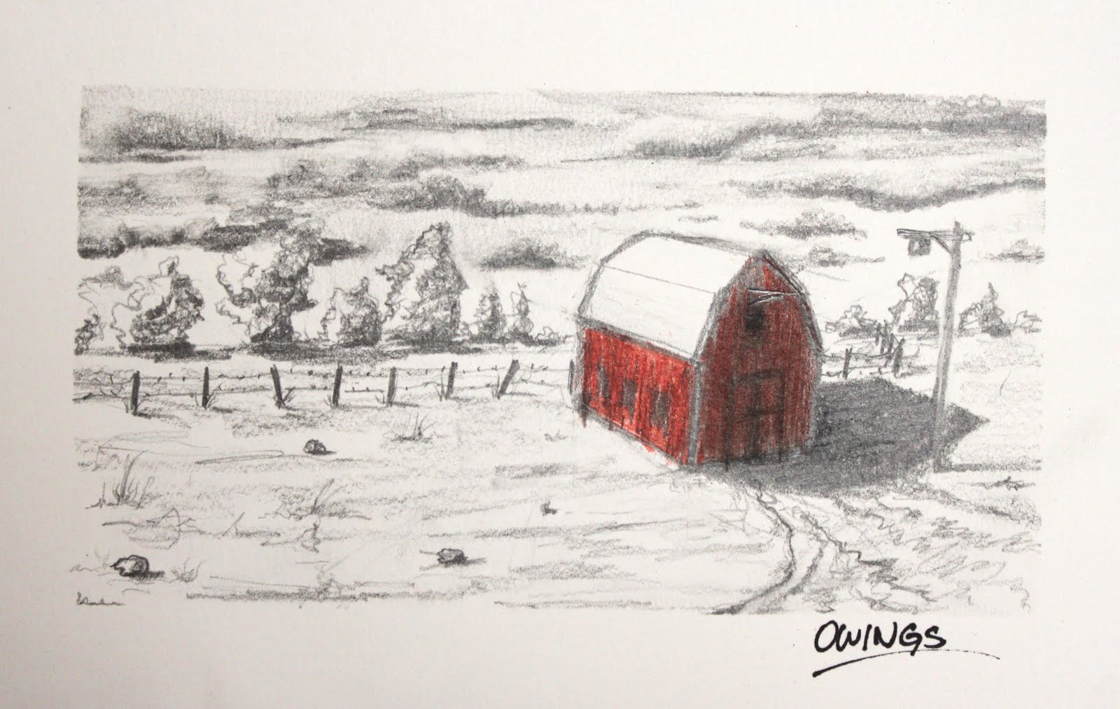Owings Art Studio: Sketchbook Drawings - Red Barn
