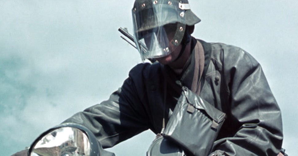 World War II in Color: German Motorcycle Messenger in the Eastern Front