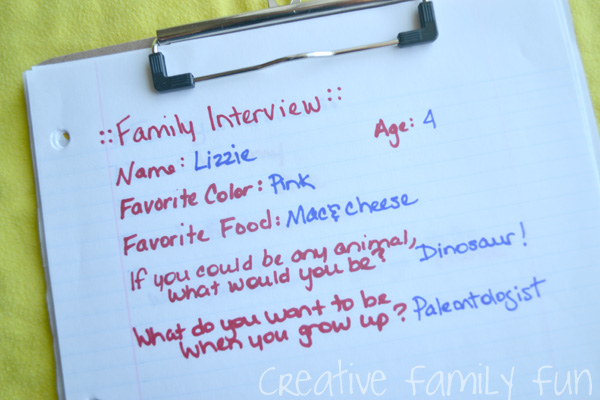 Creative Family Fun Nights: Family Interviews - Creative Family Fun