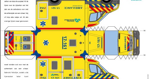 SP. Papel Modelismo: PaperCraft Bouwplaat Ambulance Sprinter