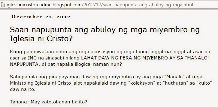 In Defense of the Church: Sa Iglesia Ni Cristo®, "linggu-linggo ay may ...