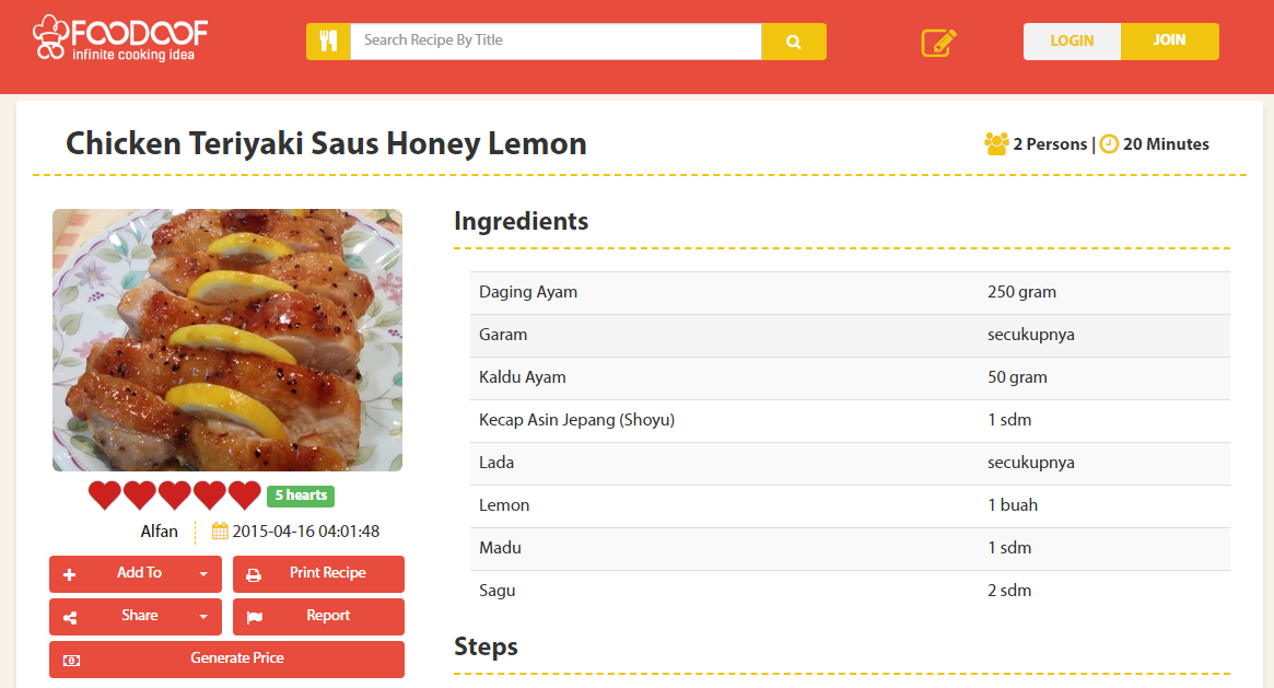 Download Source Code Website Resep Makanan Berbasis Media Sosial - G-Coding