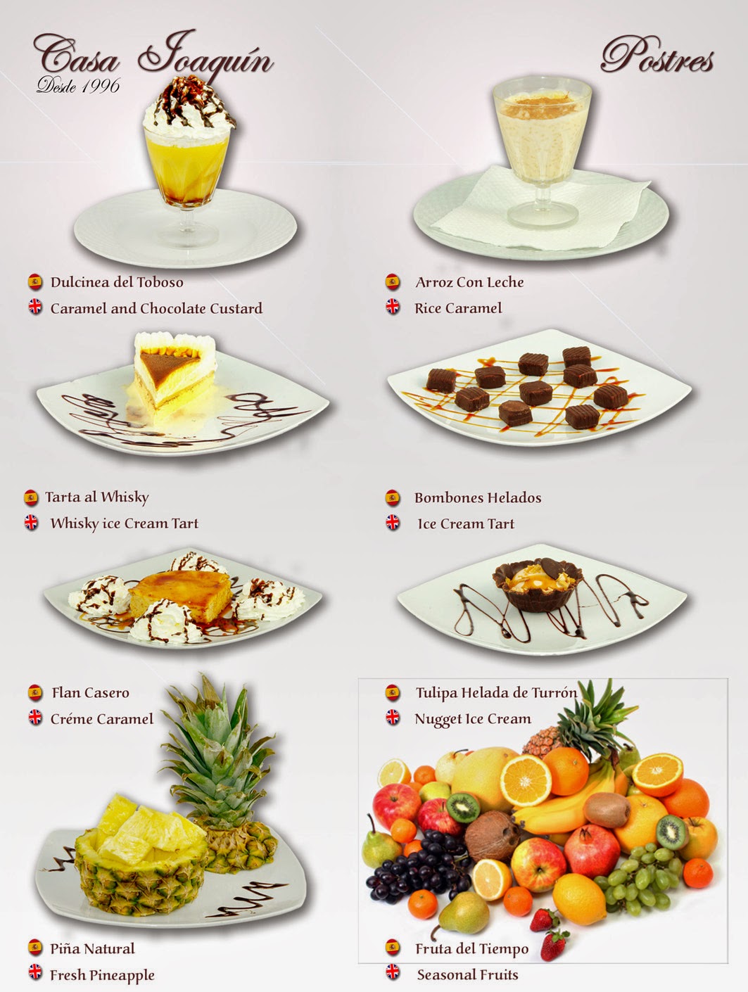 Postres ~ restaurante casa joaquin fuente de piedra