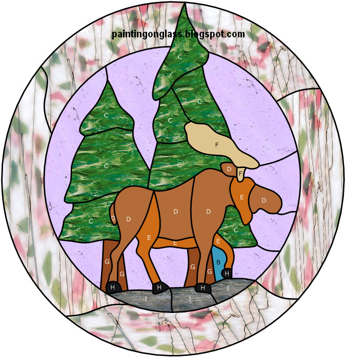 Stained Glass Moose Pattern ~ painting on glass