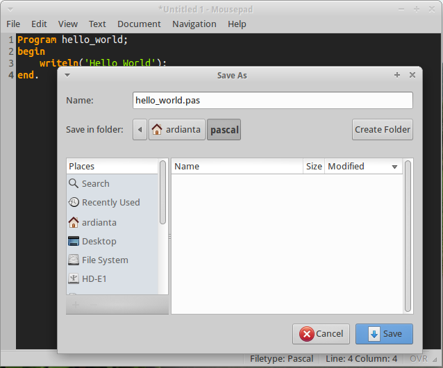 Belajar Pemrograman Pascal Menggunakan Linux