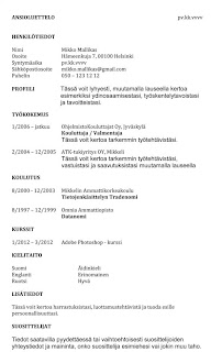 Artikkeleita: Ansioluettelopohja