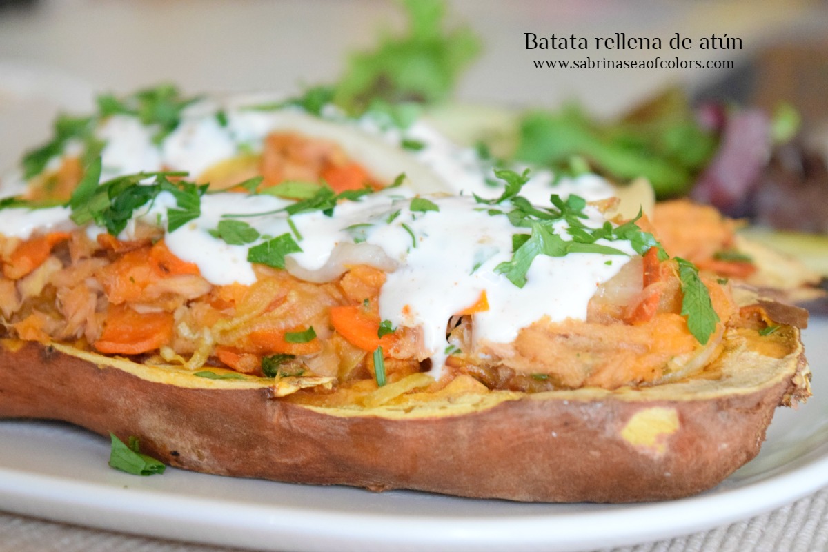 Batata rellena de atún, al horno - Sabrina´s Sea of Colors