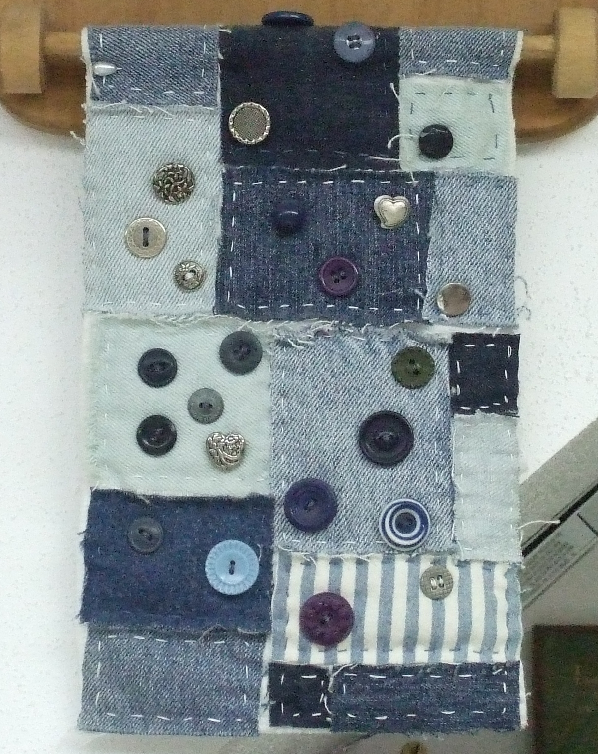 Crafty Sewing and Quilting: Denim Button Wall Hanging - 2003