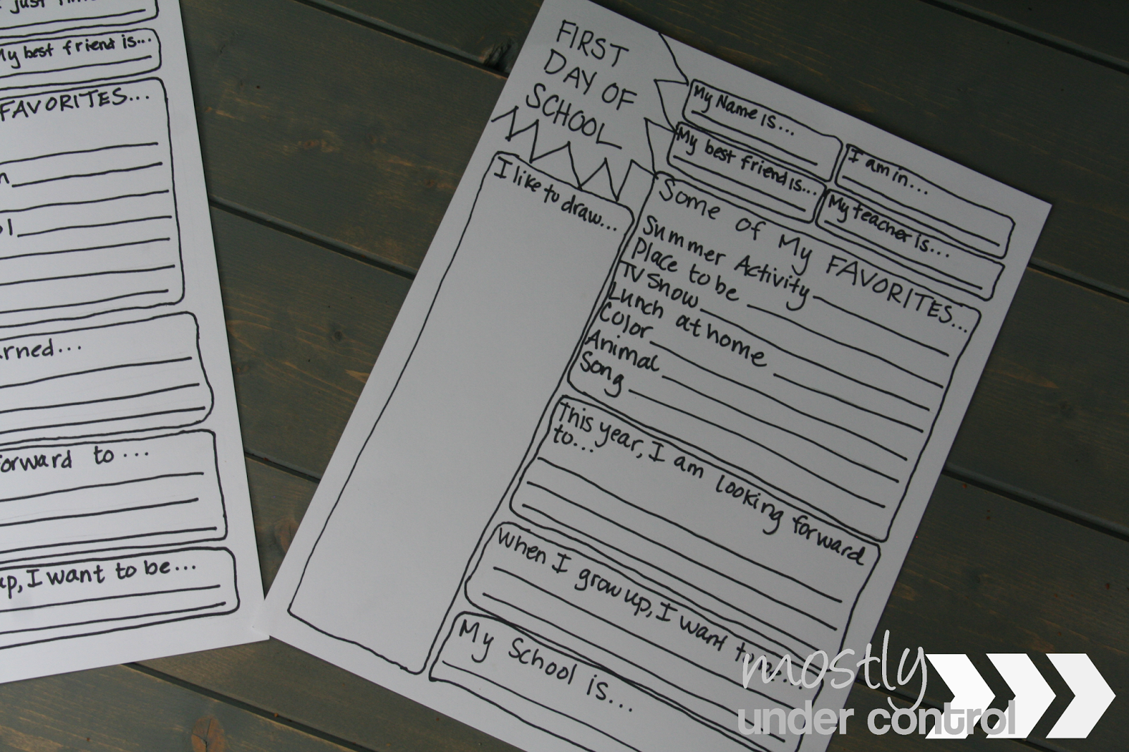 First Day and Last Day of School Printable - All About Me - Mostly ...