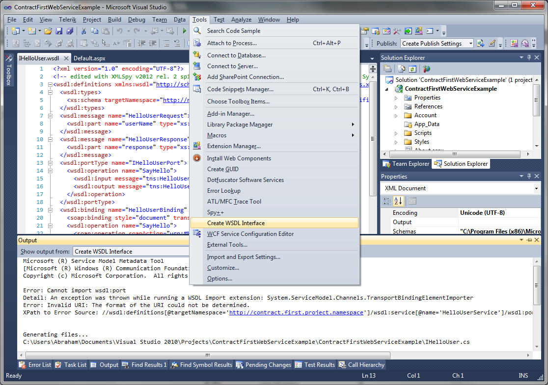 Visual Studio Programmers Knowledge Base: Contract First Web Services