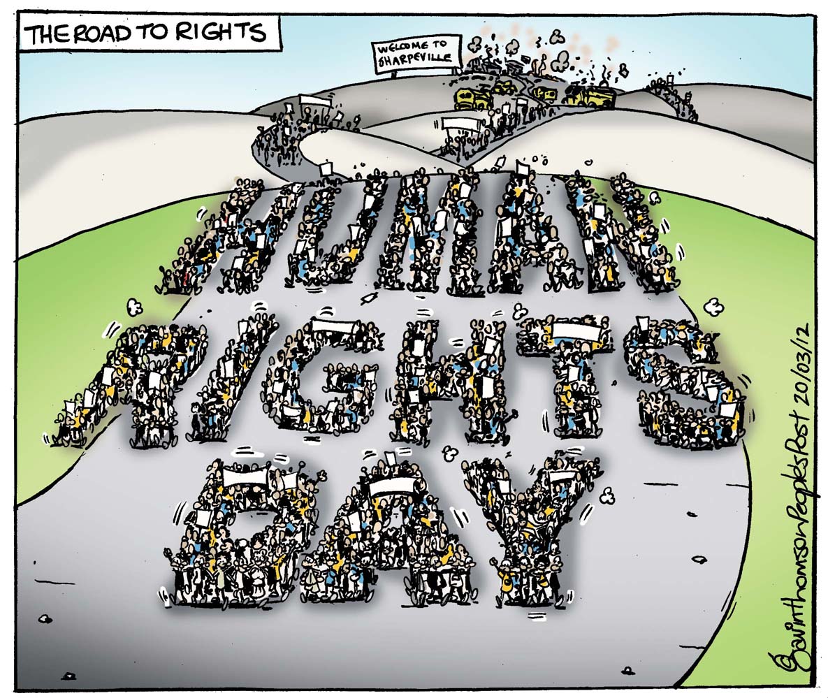 people's post cartoons: human rights day